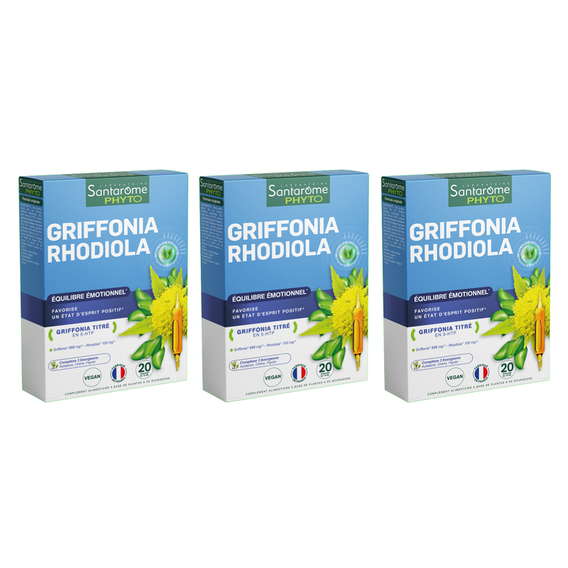 Acheter Griffonia Rhodiola - 20 ampoules I 100% Bio | Santarome Bio