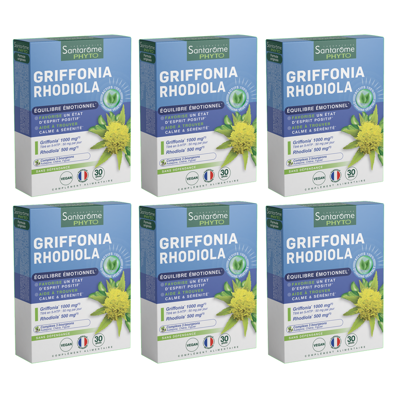Acheter Griffonia Rhodiola - 30 gélules I 100% Bio | Santarome Bio